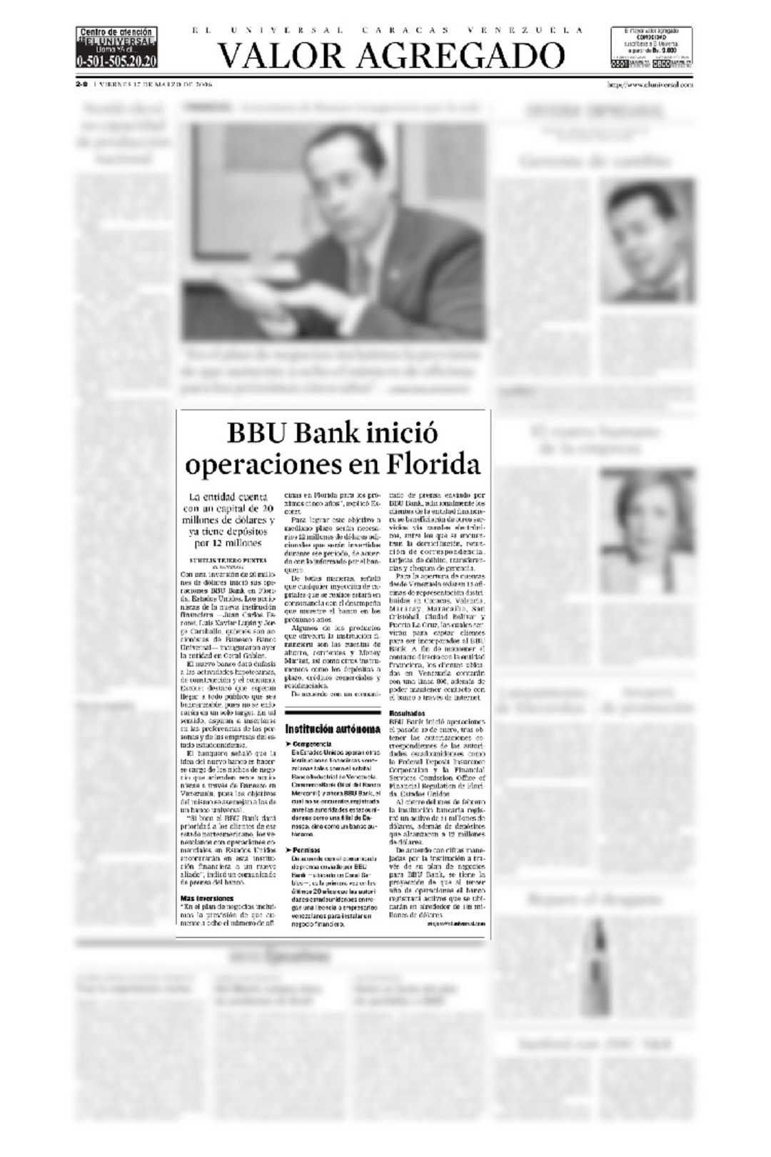 BBU Bank inició operaciones en Florida