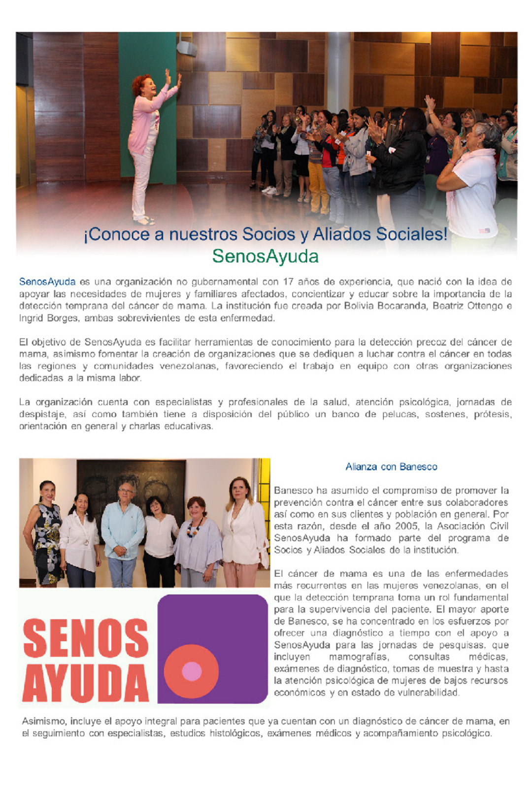 Conoce a nuestros socios y aliados sociales: SenosAyuda