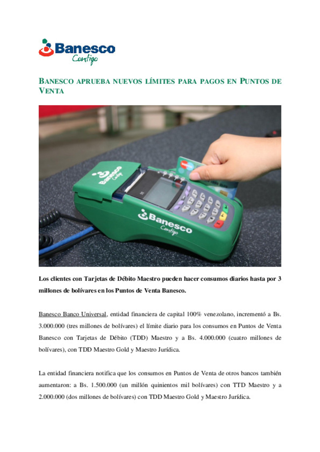 Banesco Aumento Puntos de Venta